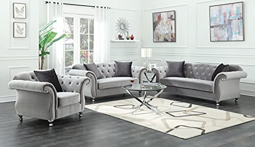 Coaster Furniture Living Room Sofa Love Seat Silver 551162