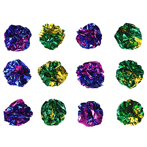 CHIWAVA 45PCS 1.6'' Mylar Balls Cat Toy Shiny Crinkle Ball Kitten Crackle Lightweight Play Assorted Color