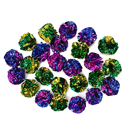 CHIWAVA 45PCS 1.6'' Mylar Balls Cat Toy Shiny Crinkle Ball Kitten Crackle Lightweight Play Assorted Color