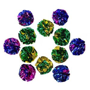 CHIWAVA 45PCS 1.6'' Mylar Balls Cat Toy Shiny Crinkle Ball Kitten Crackle Lightweight Play Assorted Color