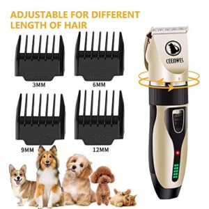 Dog Clippers Cordless Grooming Kit Professional Horse Detachable Blade with 4 Comb Guides，Low Noise Pet Rechargeable Tools for Small & Large Dogs Cats Pets