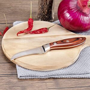 3-Inch Damascus Paring Knife with Damascus Steel Tourne Knife Curving Blade and Pakkawood Handle, Sharp Fruit Peeling Knife Perfect for Slicing and Trimming