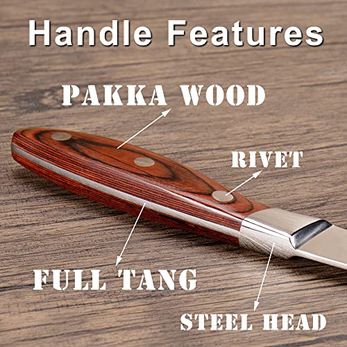 3-Inch Damascus Paring Knife with Damascus Steel Tourne Knife Curving Blade and Pakkawood Handle, Sharp Fruit Peeling Knife Perfect for Slicing and Trimming