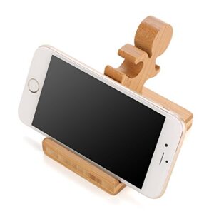 Homode Cell Phone Stand, Bamboo Wood Phone Holder and Cute Phone Stand Compatible with iPhone 11 Pro X Plus 8 7 6, Ipad and Tablets, Bamboo Desk Organizer Accessories (Kung fu)