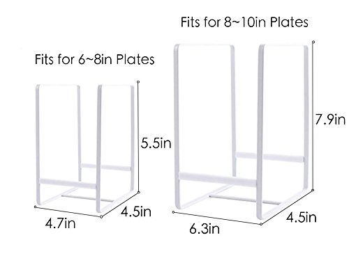 7UYUU Plate Holders Organizer Upright Metal Dish Storage Dying Rack for Kitchen Counter Cabinet Cupboard Camper - White