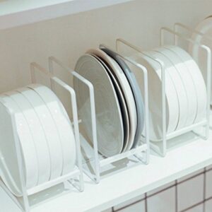 7UYUU Plate Holders Organizer Upright Metal Dish Storage Dying Rack for Kitchen Counter Cabinet Cupboard Camper - White