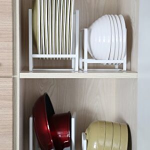 7UYUU Plate Holders Organizer Upright Metal Dish Storage Dying Rack for Kitchen Counter Cabinet Cupboard Camper - White