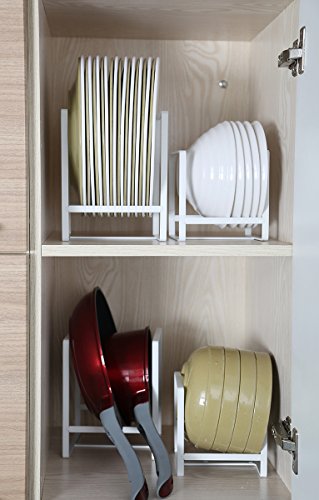 7UYUU Plate Holders Organizer Upright Metal Dish Storage Dying Rack for Kitchen Counter Cabinet Cupboard Camper - White