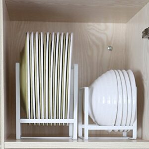 7UYUU Plate Holders Organizer Upright Metal Dish Storage Dying Rack for Kitchen Counter Cabinet Cupboard Camper - White