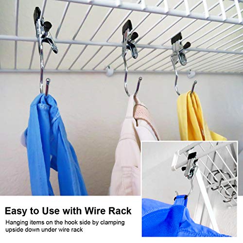 Coideal Laundry Hanging Hooks Clips, 8 Pcs Boot Hangers Heavy Duty Stainless Steel Portable Travel Drying Clothes Pins for Closet Home Sock (Black)