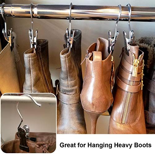 Coideal Laundry Hanging Hooks Clips, 8 Pcs Boot Hangers Heavy Duty Stainless Steel Portable Travel Drying Clothes Pins for Closet Home Sock (Black)