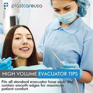 High Volume Evacuator HVE Tips - 1000 HVE Suction Tips Dental Disposable - Vented Evacuation Aspirator Tips with Smooth Edges (White - 10 Bags of 100) by PlastCare USA