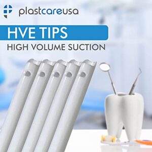 High Volume Evacuator HVE Tips - 1000 HVE Suction Tips Dental Disposable - Vented Evacuation Aspirator Tips with Smooth Edges (White - 10 Bags of 100) by PlastCare USA