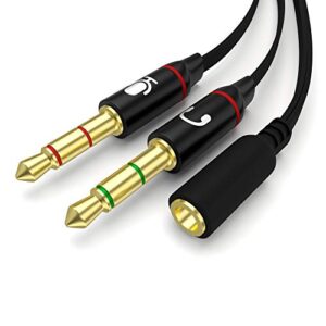 headphones y cable splitter adapter 3.5mm female to 2 male premium gold-plated corrosion-resistant audio mic y cable for headset connecting to pc