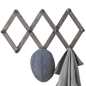 mygift 10-hook rustic gray wood expandable accordion peg coat rack hanger