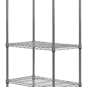 Muscle Rack WS241459-5S 5 Tier Wire Shelving with Hooks in Silver, 59" Height, 24" Width, 14" Length