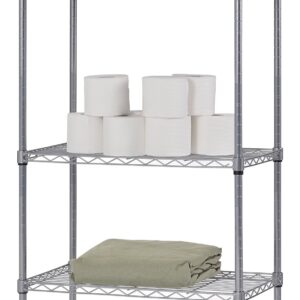 Muscle Rack WS241459-5S 5 Tier Wire Shelving with Hooks in Silver, 59" Height, 24" Width, 14" Length