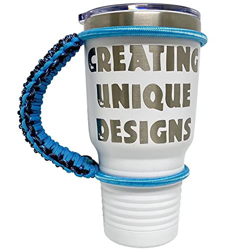 Creating Unique Designs Handmade Elastic Tumbler Handles 20 30 32 40 oz (Handle Only) (Neon turquoise lightning)