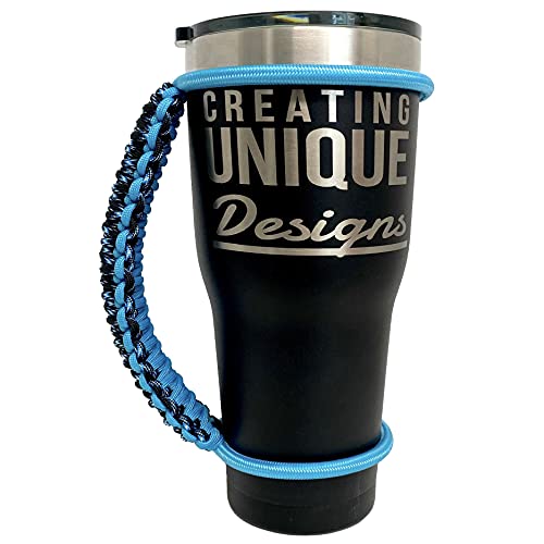 Creating Unique Designs Handmade Elastic Tumbler Handles 20 30 32 40 oz (Handle Only) (Neon turquoise lightning)