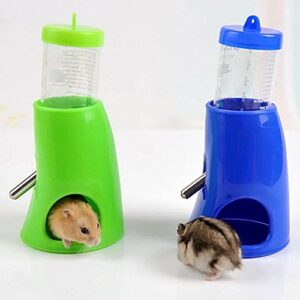 Hypeety Hamster Cage Drinking Water Bottle Parrot Mice Rat Gerbils Water Feeder Bowl (2.8 oz) 1Pcs Random Color (80ML+BASE)