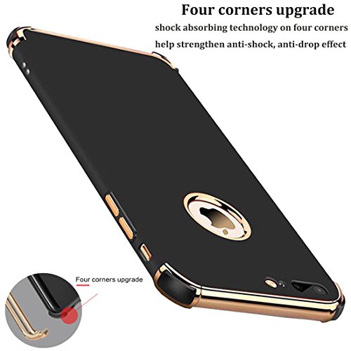 Tverghvad iPhone 8 Plus Case, Ultra Slim Flexible iPhone 8 Plus Matte Case, Styles 3 in 1 Electroplated Shockproof Luxury Cover Case, Magnetic Phone Case for iPhone 8 Plus (Black)