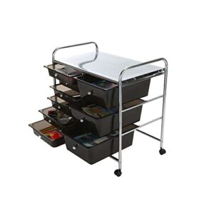 mind reader storage drawer rolling utility cart, 9 drawer organizer, black