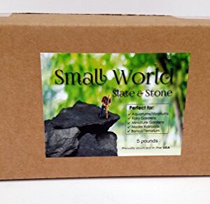 Natural Slate Stone 3 to 5 inch Rocks for Miniature and Fairy Garden, Aquascaping Aquariums, Reptile enclosures & Model Railroad. (5lbs)