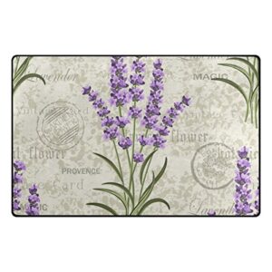 my daily lavenders floral vintage area rug 20" x 31", door mat for living room bedroom kitchen bathroom decorative lightweight foam printed rug