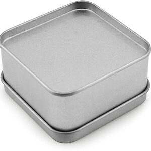 Cornucopia Square Silver Metal Tins w/View Window (12-Pack); Empty 1/2 Cup / 4-Ounce Capacity Clear Top Metal Boxes Great for Candles, Candies, Gifts