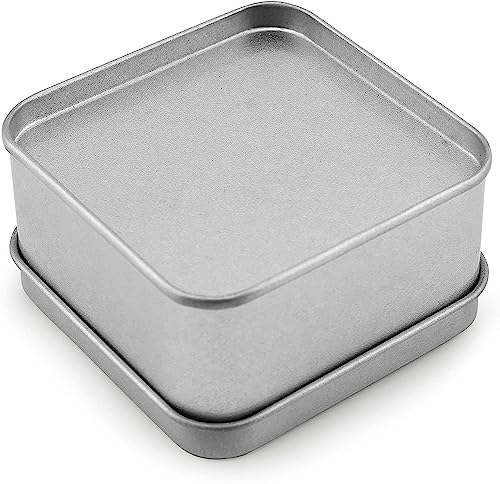 Cornucopia Square Silver Metal Tins w/View Window (12-Pack); Empty 1/2 Cup / 4-Ounce Capacity Clear Top Metal Boxes Great for Candles, Candies, Gifts