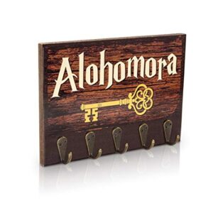 getdigital alohomora key rack | magical home & office decor key holder with 5 metal hooks | also suitable as a hanger for clothes, bags or dog leashes