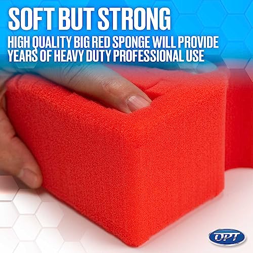 Optimum Big Red Sponge - Original BRS - Large Car Wash Sponge, Professional Car Detailing Sponge, Great for Use with Rinseless Car Wash and Traditional Car Wash Soap