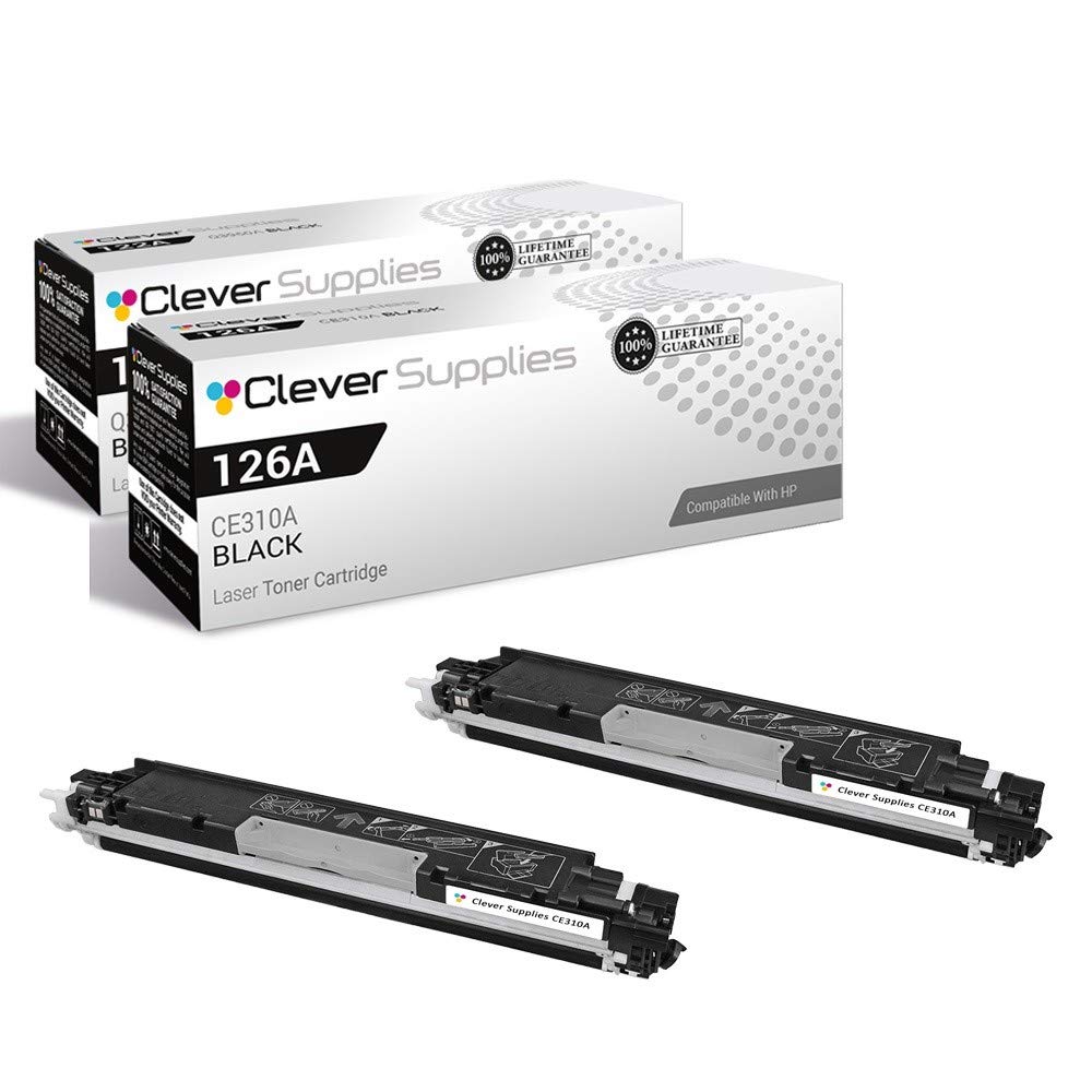 CS Compatible Toner Cartridge Replacement for HP 126A CE310A Black Color Laserjet CP1020 CP1025 CP1025NW Pro 100 Pro M175 Pro M175NW Pro 100 Color MFP M175A M175NW 2 Set