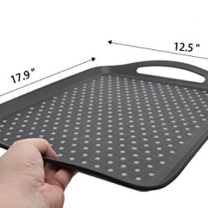 ChopMaster Rectangular Anti Slip Serving Tray with Handle (large, Black)