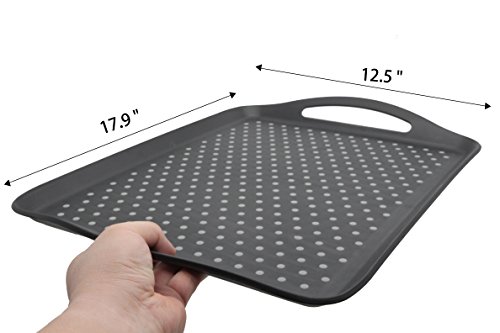 ChopMaster Rectangular Anti Slip Serving Tray with Handle (large, Black)