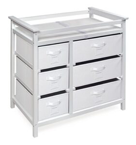 modern baby changing table with 6 storage baskets and pad