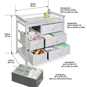 Modern Baby Changing Table with 6 Storage Baskets and Pad