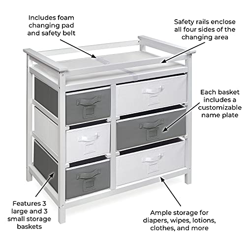 Modern Baby Changing Table with 6 Storage Baskets and Pad