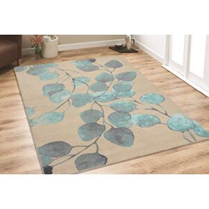 Rugsmith Ficus Modern Floral Area Rug, 7 ft 6 in x 9 ft 6 in, Turquoise