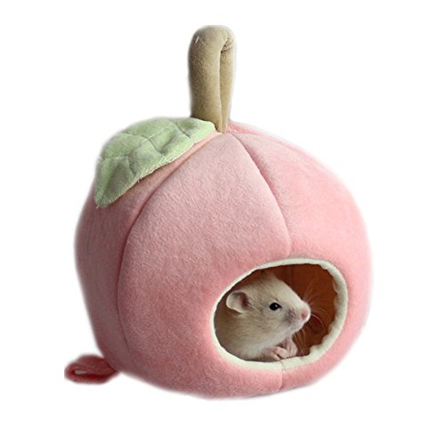 Mummumi® Small Animals House Small Pet Hamster Hanging Bed House Hammock Cute Furit Winter Warm Fleece Guinea Pig Hedgehog Chinchilla Bed House Cage Nest Hamster Accessories (Pink)