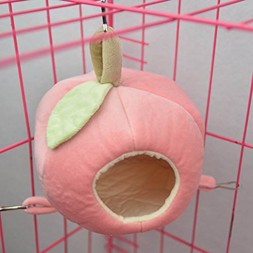 Mummumi® Small Animals House Small Pet Hamster Hanging Bed House Hammock Cute Furit Winter Warm Fleece Guinea Pig Hedgehog Chinchilla Bed House Cage Nest Hamster Accessories (Pink)