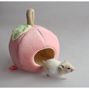 Mummumi® Small Animals House Small Pet Hamster Hanging Bed House Hammock Cute Furit Winter Warm Fleece Guinea Pig Hedgehog Chinchilla Bed House Cage Nest Hamster Accessories (Pink)