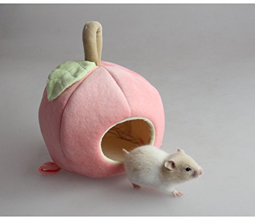 Mummumi® Small Animals House Small Pet Hamster Hanging Bed House Hammock Cute Furit Winter Warm Fleece Guinea Pig Hedgehog Chinchilla Bed House Cage Nest Hamster Accessories (Pink)