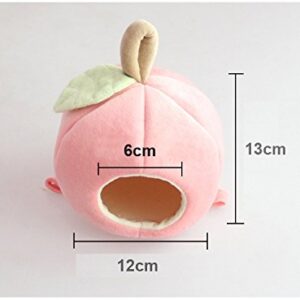 Mummumi® Small Animals House Small Pet Hamster Hanging Bed House Hammock Cute Furit Winter Warm Fleece Guinea Pig Hedgehog Chinchilla Bed House Cage Nest Hamster Accessories (Pink)