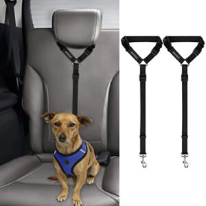 bwogue 2 packs dog cat safety seat belt strap car headrest restraint adjustable nylon fabric dog restraints vehicle seatbelts harness