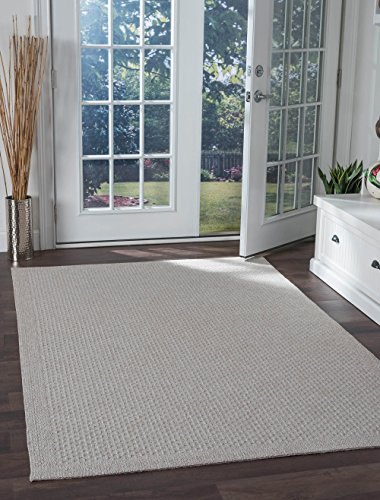 Largo Modern Solid Cream Rectangle Easy-Care Indoor/Outdoor Area Rug, 5' x 7'