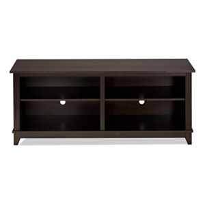 ROCKPOINT 58inch TV Stand Media Console for TV’s up to 65 Inches, Home Living Room Storage Console, Entertainment Center with 4 Open Storage Shelves, Modern TV Console Table (Mahogany Brown)