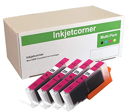 Inkjetcorner Compatible Ink Cartridge Replacement for CLI-271XL CLI 271M for use with TS5020 TS6020 TS8020 TS9020 MG5720 MG5722 MG6820 MG6821 MG6822 MG7720 (Magenta, 4-Pack)