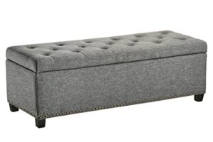 first hill fhw thomas rectangular storage ottoman bench, large, stone grey