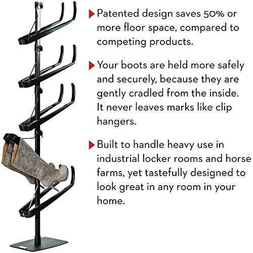 Boot Butler Standing Boot Rack – As Seen On Rachael Ray – Clean Up Your Floor & Protect Your Boots – 5-Pair Boot Storage Organizer & Boot Shaper/Tree